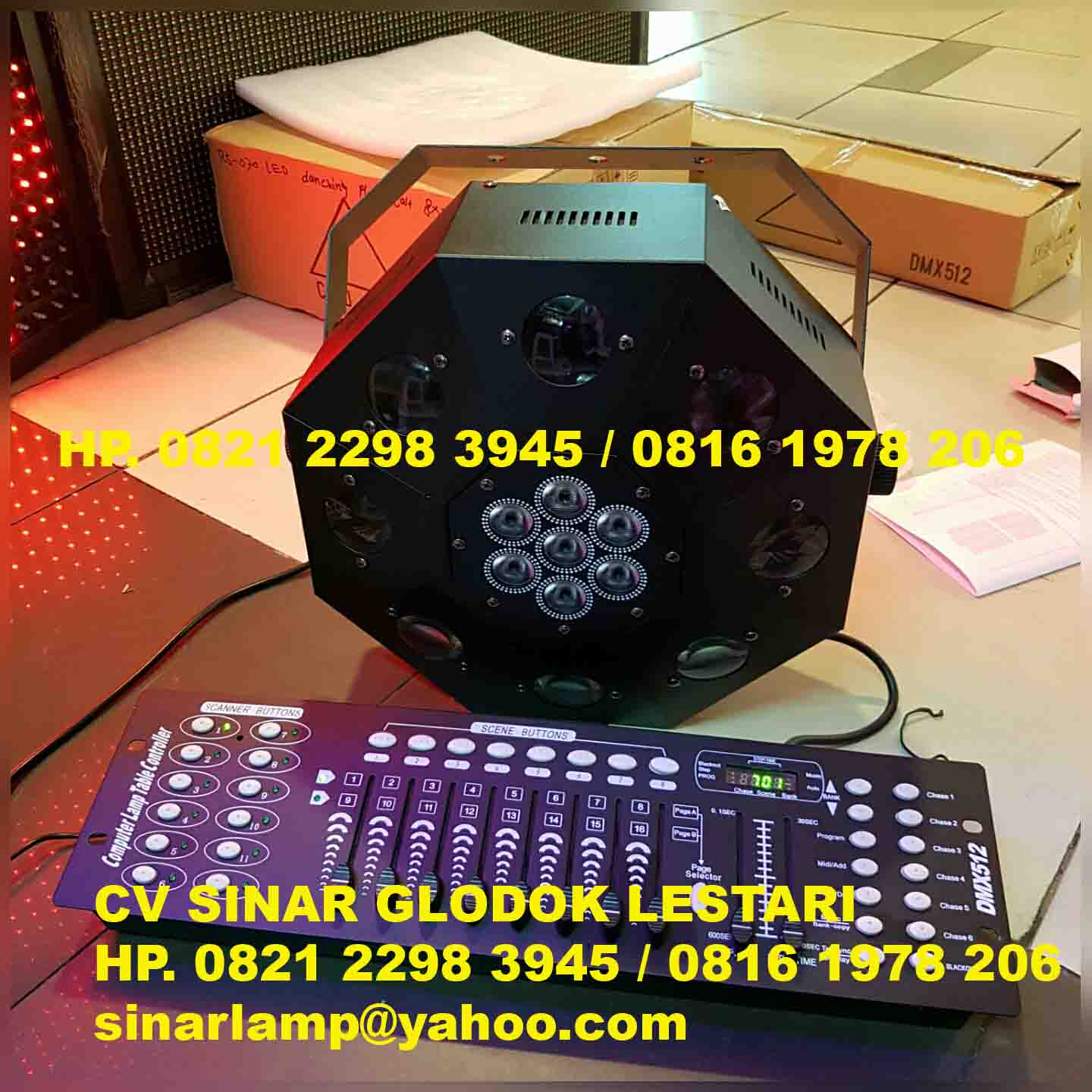 Lampu panggung led dance floor light + mixer lighting dmx 512