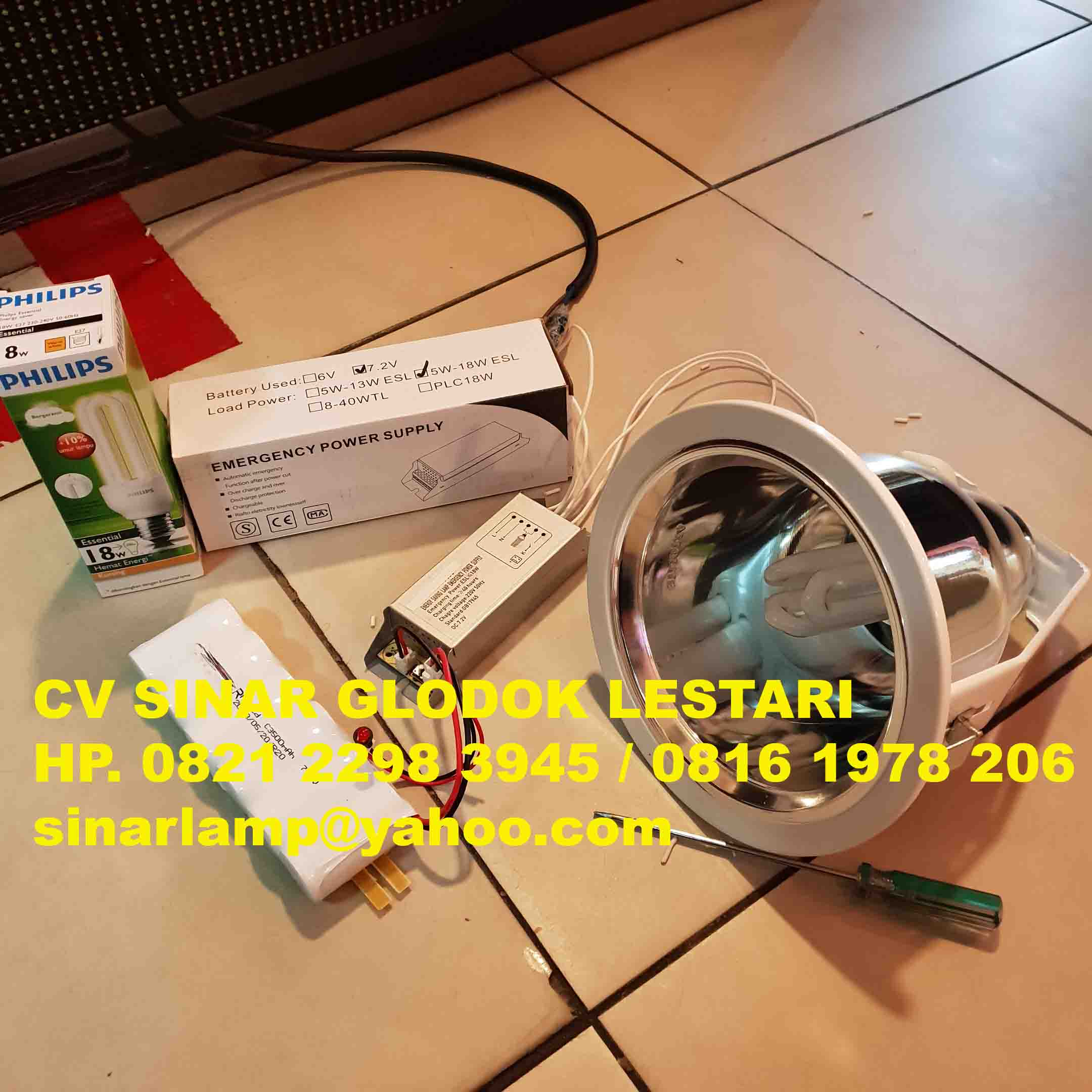Downlight Artolite Lampu Essential 18w + Emergency Powerpack Battery