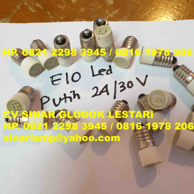 Lampu Indikator Panel LED Putih 24-30V E10