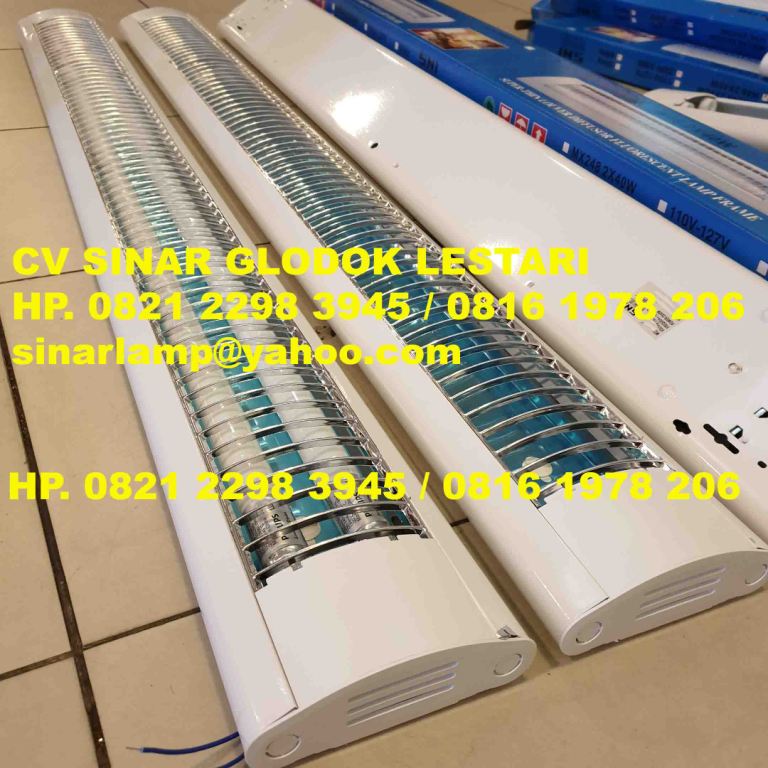 Lampu RM TL LED Philips 2x16W Garis Kisi Grill T8 Fixture