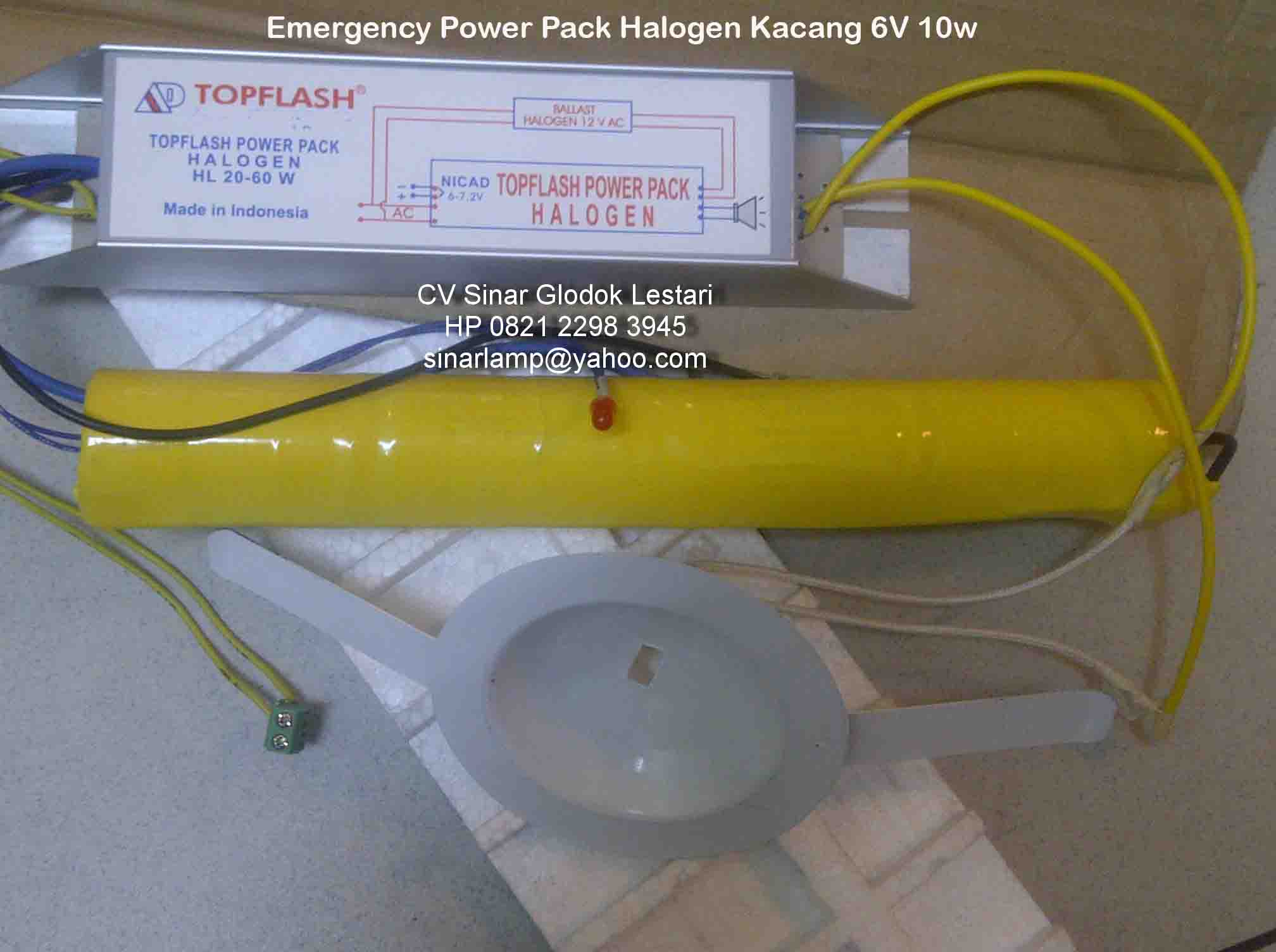 Lampu Emergency EXIT : Emergency Power Pack Halogen Kacang 6V 10w