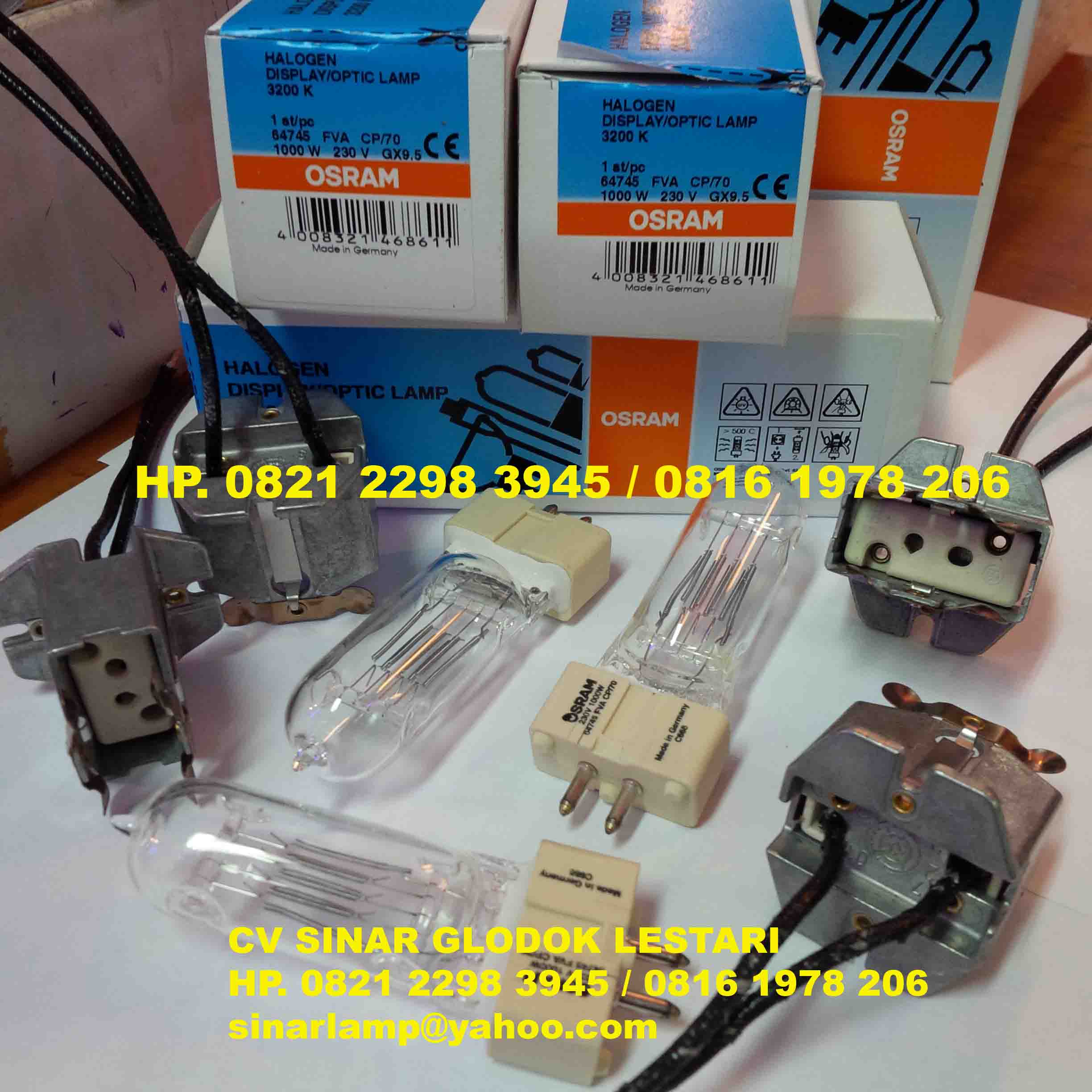Lampu Halogen Osram 1000w CP70 + Fitting