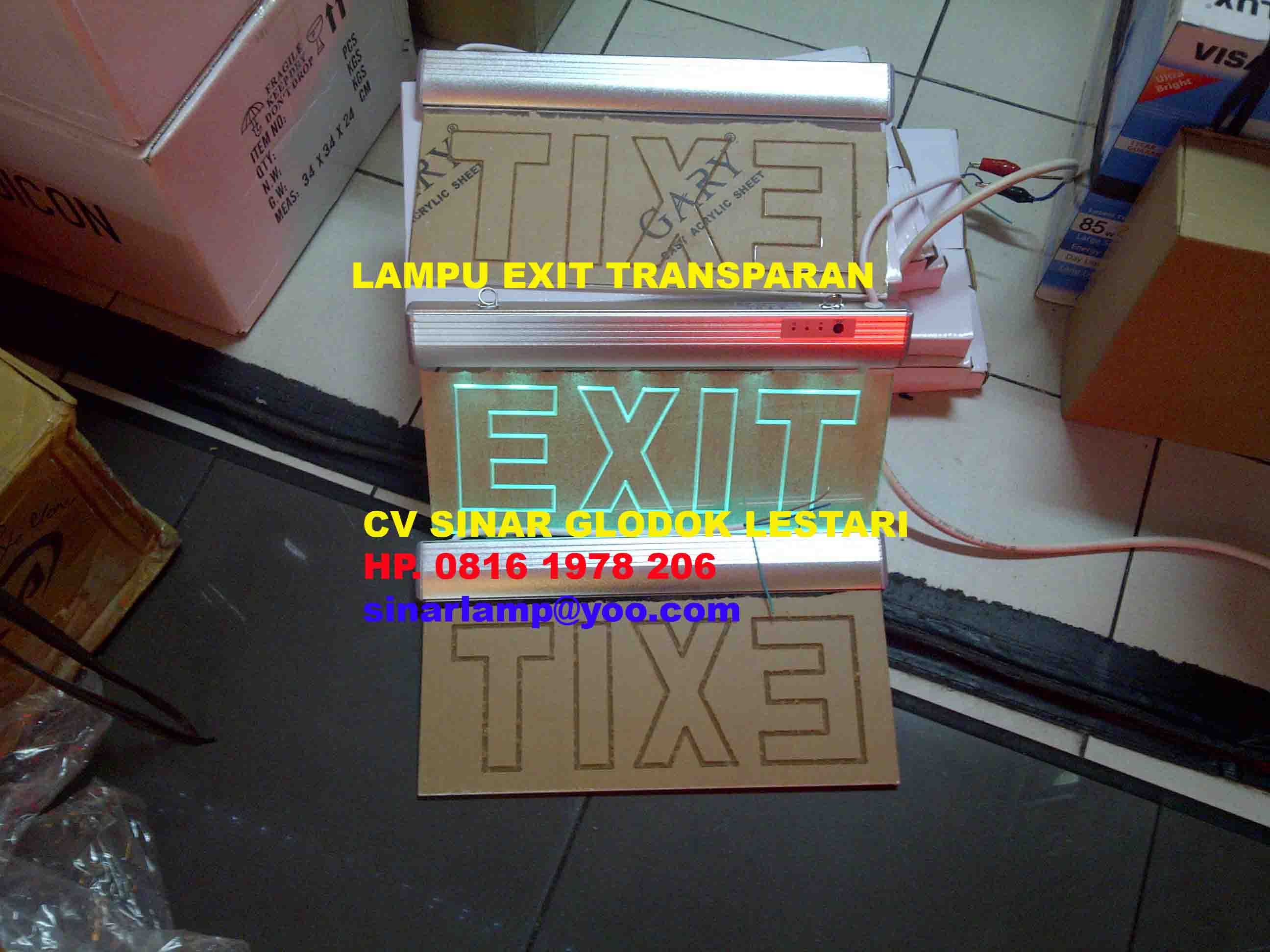 Lampu Emergency EXIT : Lampu Emergency EXIT LED Transparan