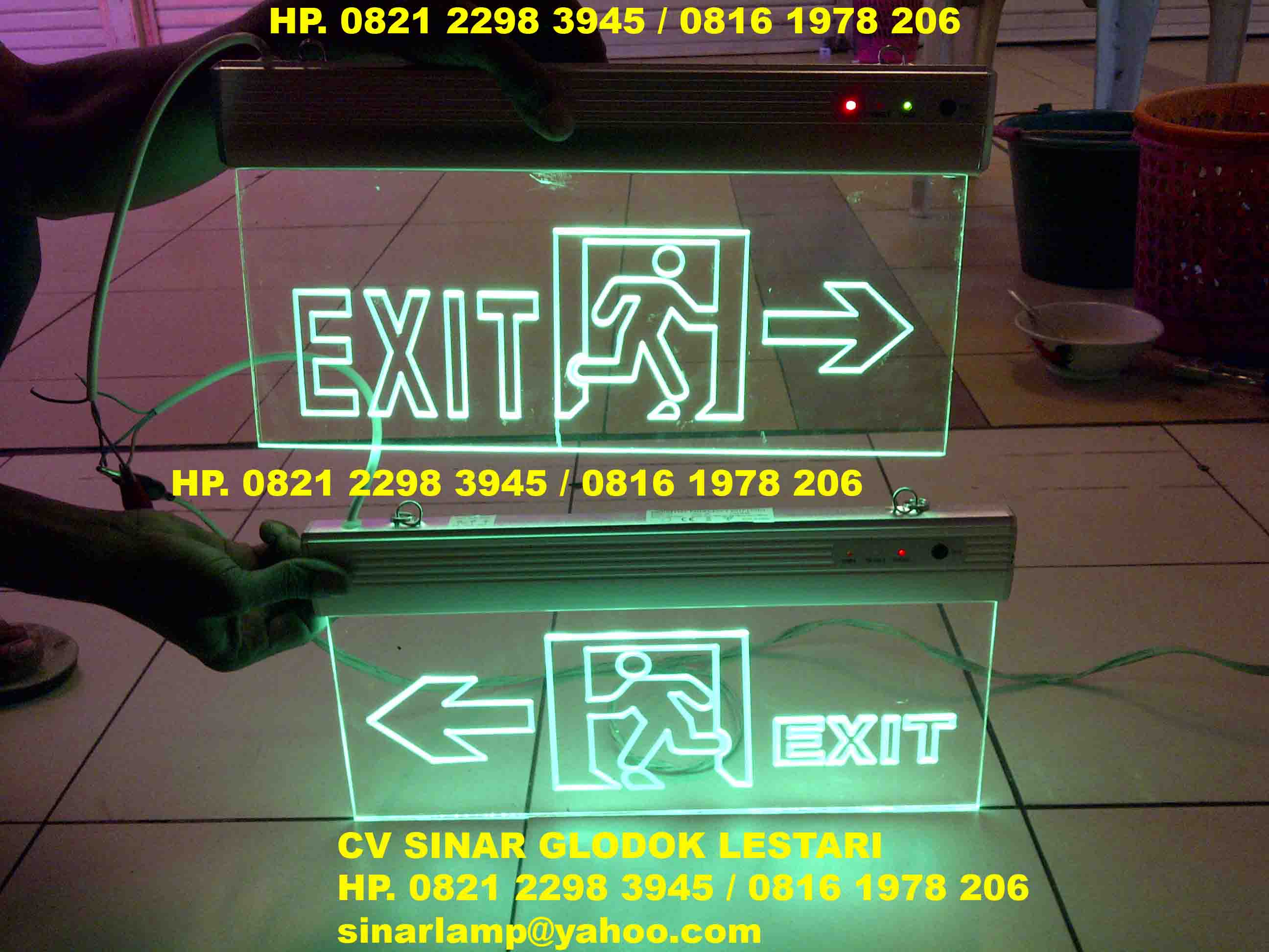 Lampu Emergency EXIT : Lampu Exit Bening LED Legend Orang Lari Kiri ...